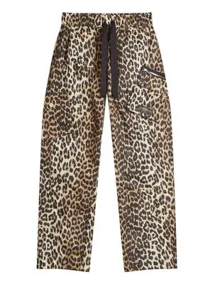 GANNI Duchesse Nylon Cargo Pants - Leopard