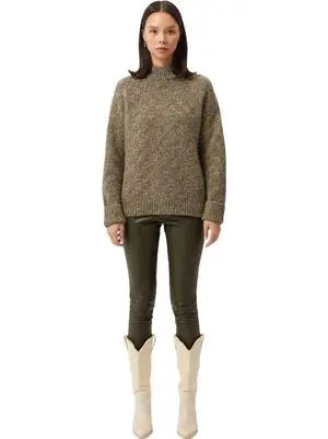 GOBI CASHMERE GOBI Mongolian Cashmere Basket-Weave High Neck Sweater