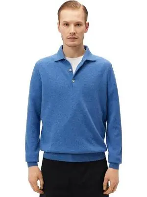 GOBI MONGOLIAN CASHMERE Essential Cashmere Polo Sweater Blue