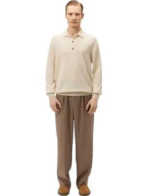 GOBI MONGOLIAN CASHMERE Essential Cashmere Polo Sweater - Off White