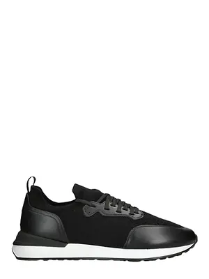 Magnanni Grafton Mixed-material Knitted Low-top Trainers - Black