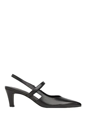 Whistles Cecily Pointed-toe Leather Heeled Slingbacks - Black