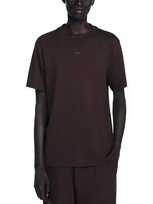 Sandro Regular Fit Logo Tee Chocolate