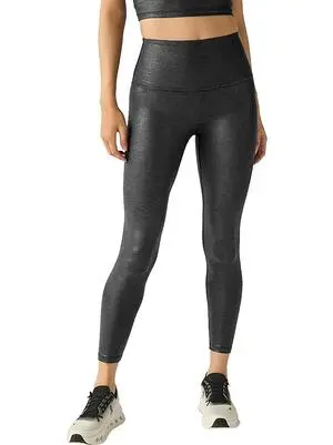 Beyond Yoga Heather Rib High Waisted Midi Legging - Black Foil