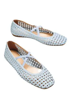 Anthropologie Woven Ballet Flats - Light Blue