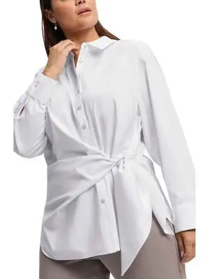 Foxcroft Sabine Side Tie Shirt - White