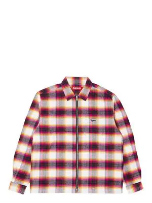Supreme Shadow Plaid Flannel Zip Up Shirt 'white - Multicolor