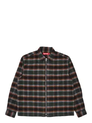 Supreme Shadow Plaid Flannel Zip Up Shirt - Green