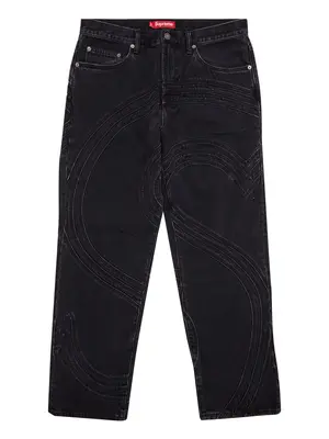 Supreme S Logo Loose Fit Jeans - Black