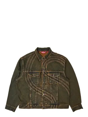 Supreme Logo Denim Trucker Jacket - Green