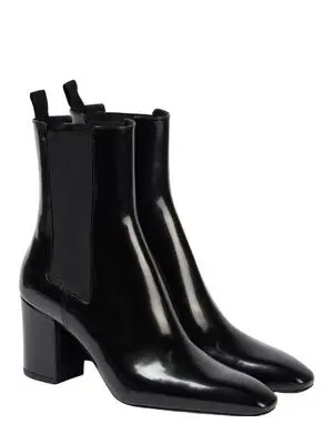 Saint Laurent Betty 70 Leather Ankle Boots - Black