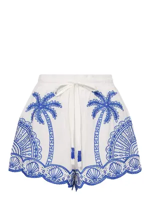 Farm Rio Palm Trees Cotton Shorts - White
