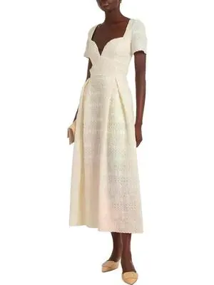 Elie Saab Macramé Midi Dress - White