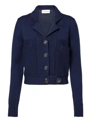 Valentino Garavani Wool And Cotton Cardigan - Blue