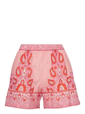 Etro Paisley Cotton And Silk Shorts - Pink