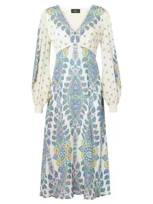 Etro Paisley Crêpe De Chine Midi Dress - Multicoloured