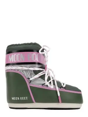 Moon Boot Icon Low Nylon Boots Forest Green/silver/pink