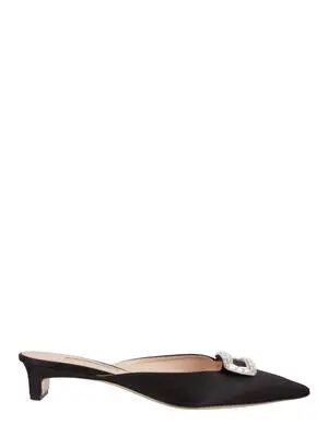 EMILIA WICKSTEAD Katy With Jewel Buckle Shoe In Satin - Black