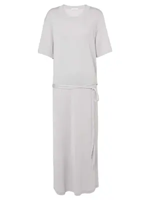 LEMAIRE Lemaire Belted Cotton Jersey Midi Dress Blue