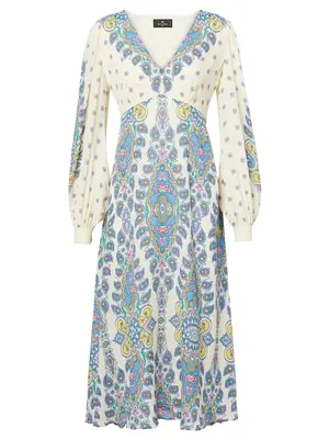 Etro Paisley Crepe De Chine Midi Dress - Multicoloured