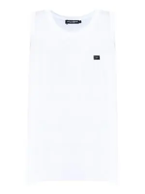 Dolce & Gabbana Logo-patch Tank Top - White