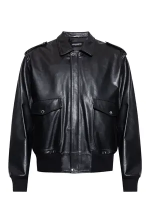 新品タグ付き⭐︎Dolce. ブラック オケージョン　ジャケット　ブラックS Dolce & Gabbana Leather Jacket In Black - 30% Off | Editorialist