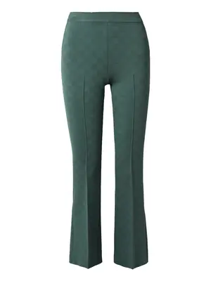 HIGH SPORT Long Kick Stretch-jacquard Flared Pants - Green