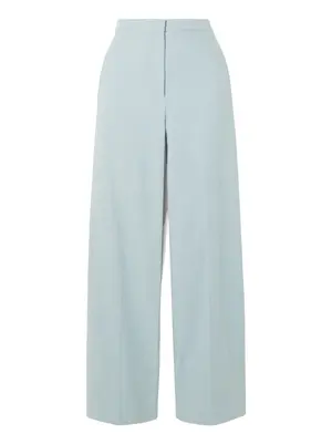 Loulou De Saison Zora Textured Cotton-blend Twill Wide-leg Pants - Blue
