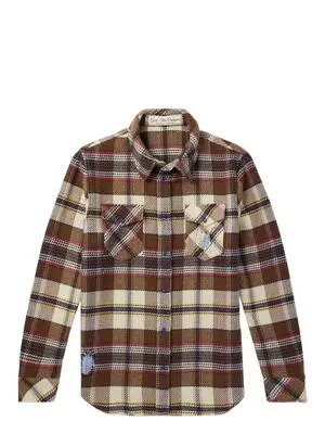 GOD'S TRUE CASHMERE God's True Cashmere - Distressed Checked Cashmere Shirt - Men - Brown - S