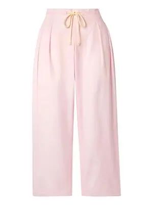 Maria Mcmanus Pleated Organic Cotton-poplin Tapered Pants - Pink
