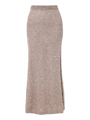 Balenciaga Sequined Knitted Maxi Skirt - Neutrals