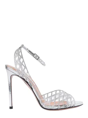 AQUAZZURA 105mm Leather Sandals - Silver