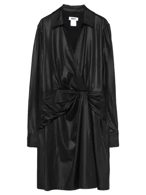 Dkny Pleat-detail Midi Dress - Black