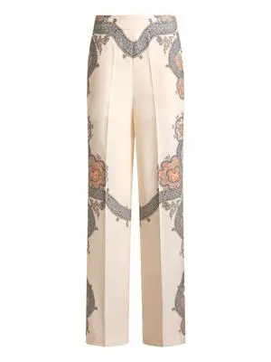 Etro Year Of Snake Silk Palazzo Trousers - Neutrals