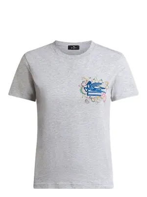 Etro Embroidered Pegaso T-shirt - Grey