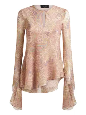Etro Asymmetric Silk Top - Neutrals