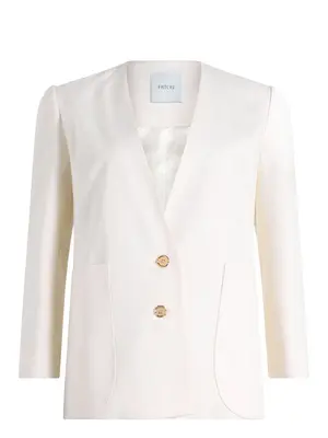 Patou Collarless Twill Jacket - White