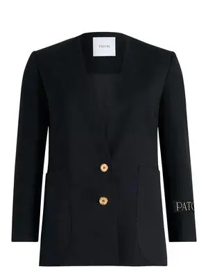 Patou Collarless Twill Jacket - Black
