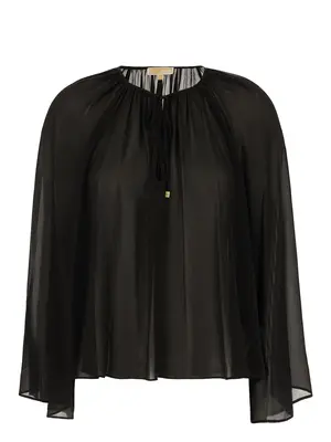 Michael Kors Georgette V-neck Blouse - Black