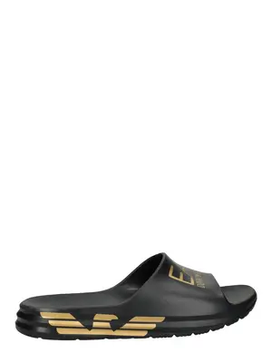 Emporio Armani Logo-print Slides - Black