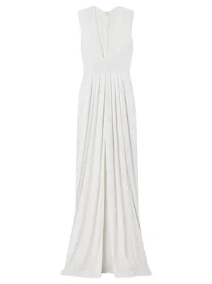 Naeem Khan Petra Pleated Sequined Tulle Gown - Ivory