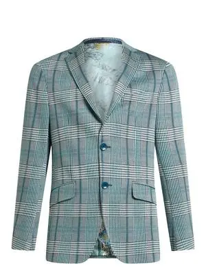Etro Glen Plaid Jersey Blazer - Blue