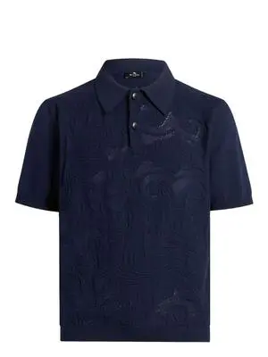 Etro Textured Knit Polo Shirt - Blue