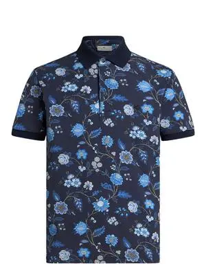 Etro Floral-print Polo Shirt - Blue