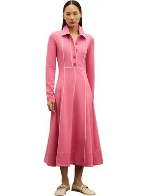 ME+EM Travel Tailoring Contrast Midi Dress - Perfect Pink/cream