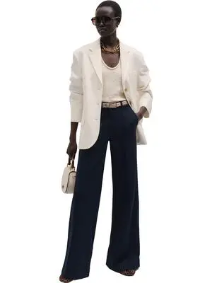 ME+EM Luxe Travel Tailoring Wide Leg Trousers - Navy