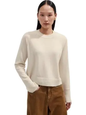 ME+EM Lightweight Cashmere Crop Raglan Jumper - Cream
