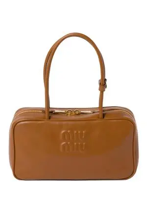 Miu Miu Leather Top Handle Bag - Cognac