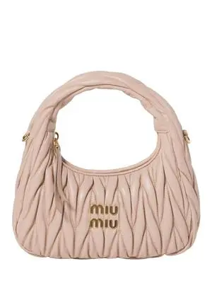 Miu Miu Wander Matelassé Nappa Leather Hobo Bag - Powder Pink