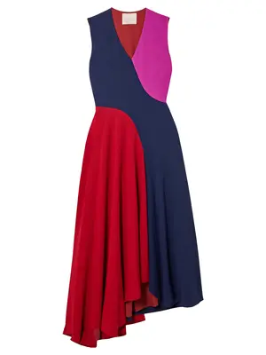 ROKSANDA Miral Asymmetric Color-block Dress - Red